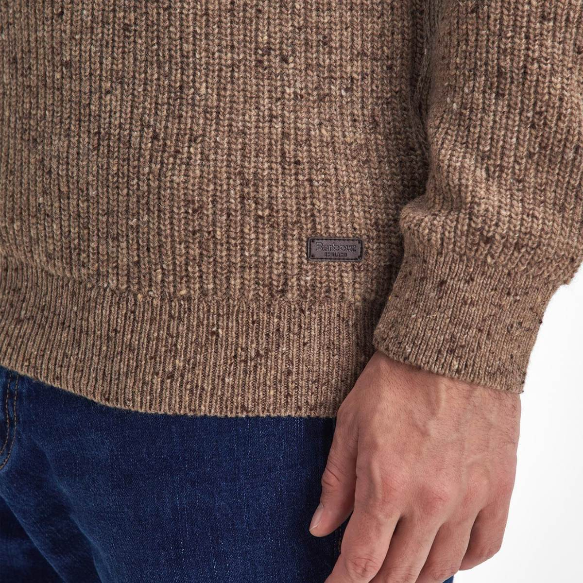 Barbour Raisthorpe Crew Neck Jumper Stone ribbelstrick