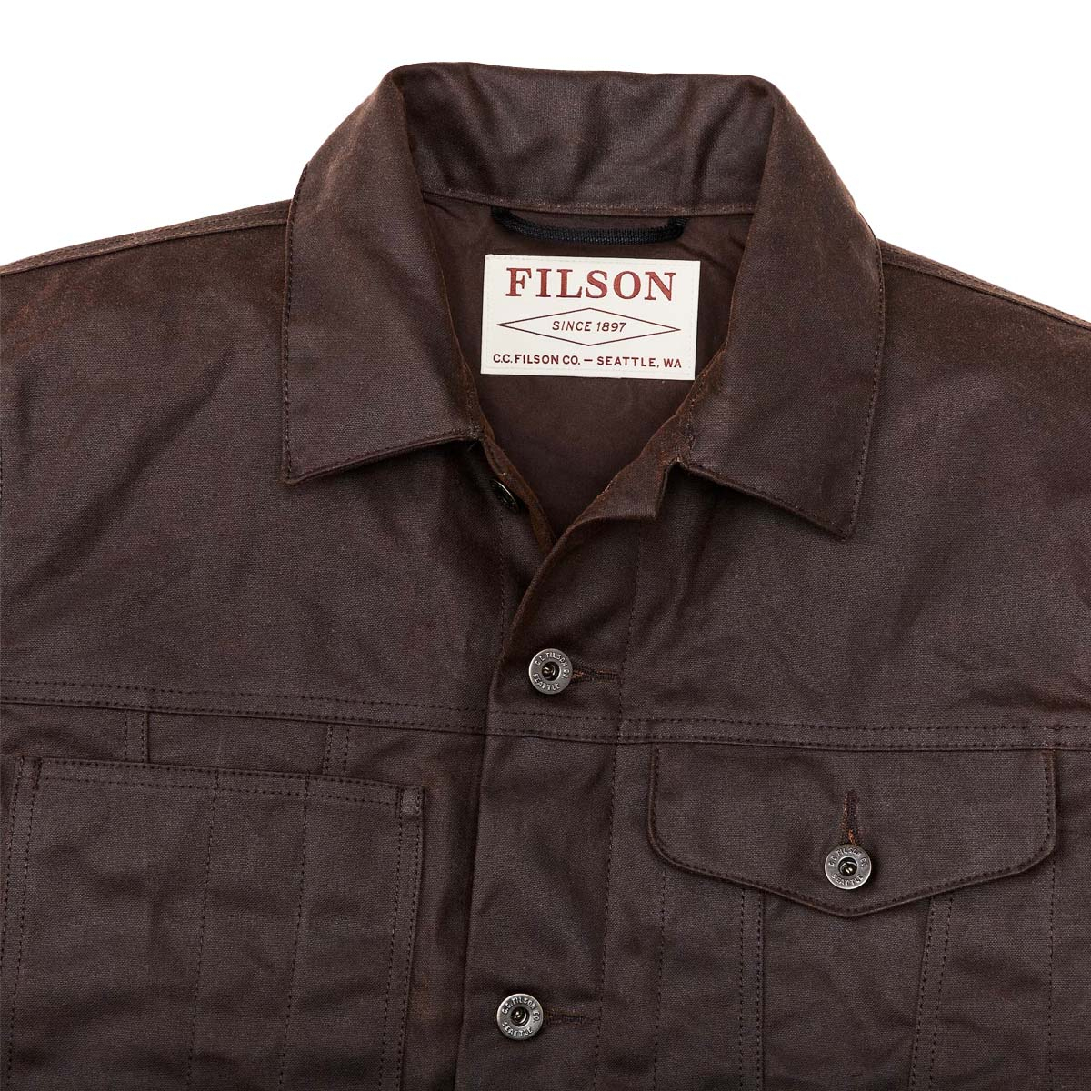 Filson Tin Cloth Short Lined Cruiser Jacket Dark Brown, ideale Arbeitsjacke