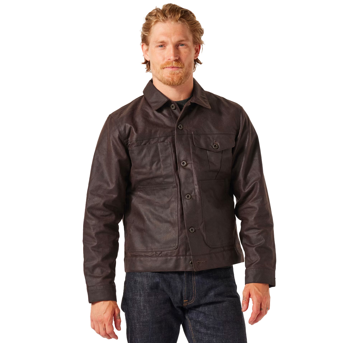 Filson Tin Cloth Short Lined Cruiser Jacket Dark Brown, ideale Arbeitsjacke