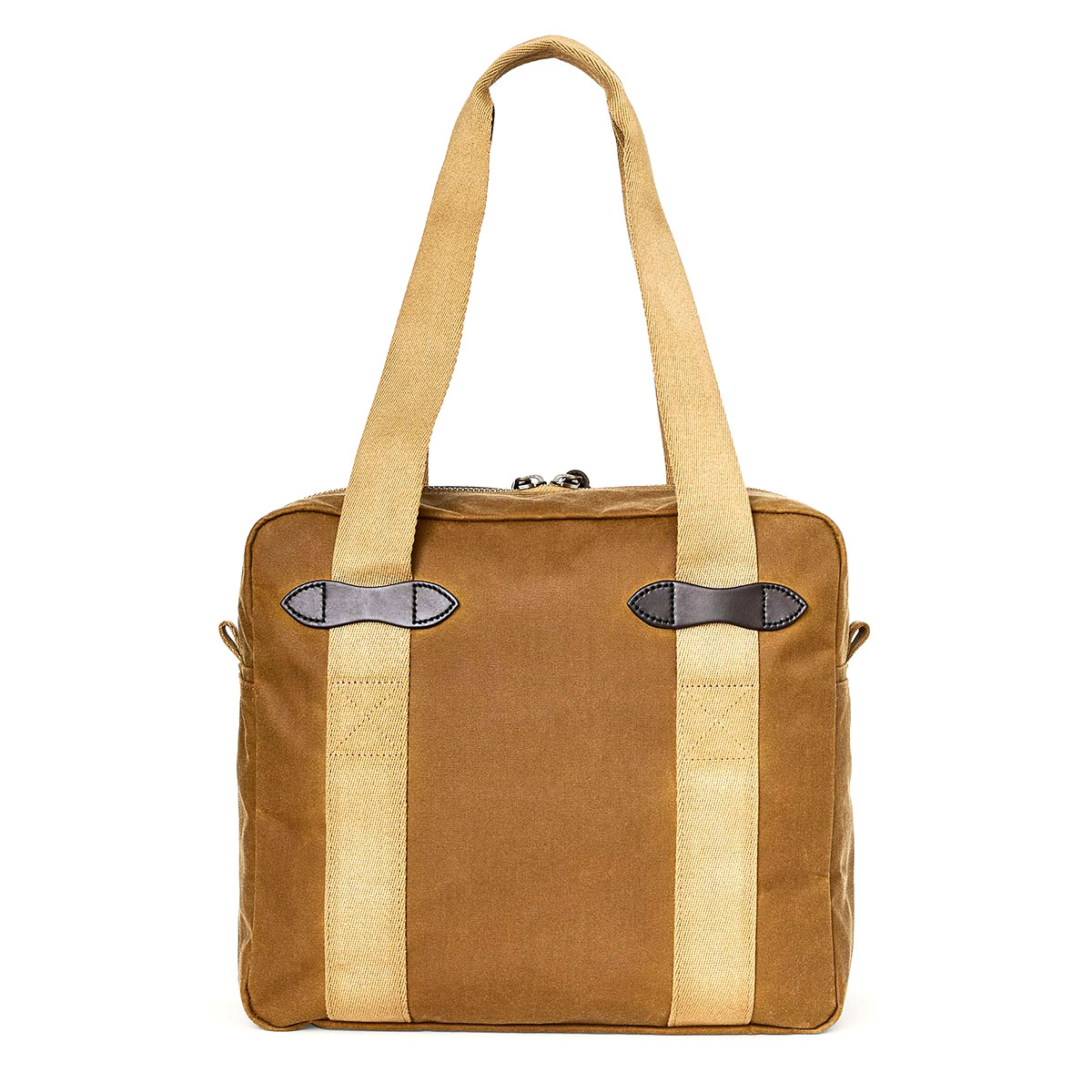 Filson Tin Cloth Tote Bag With Zipper Dark Tan, kräftiger Shopper