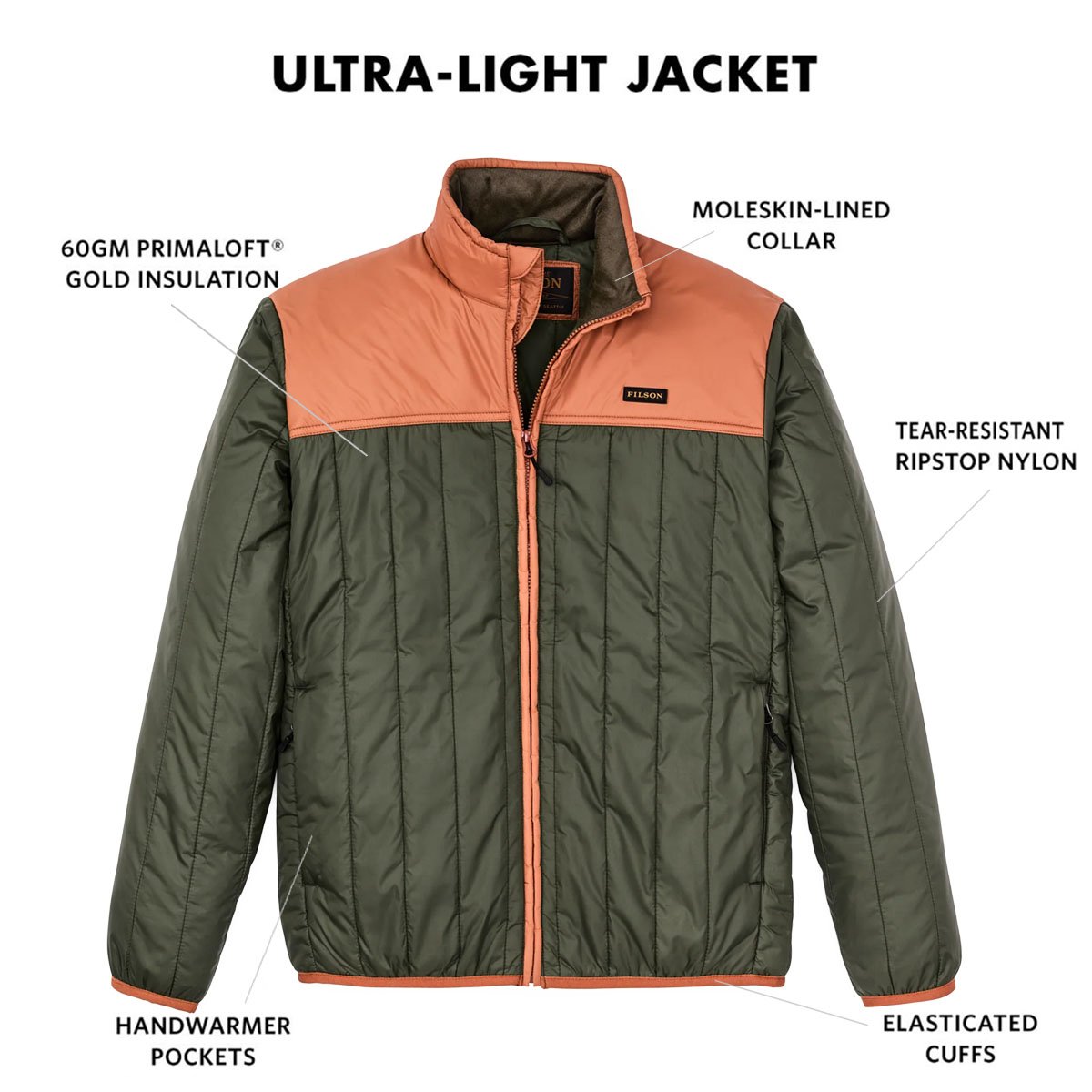Filson Ultralight Jacket Dark Forest/Bourbon, vielseitig und ...