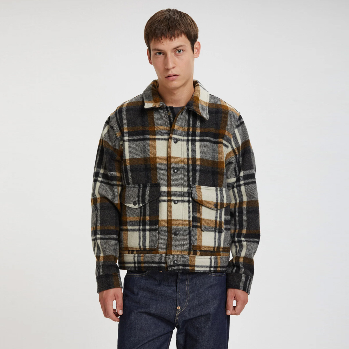 Filson Mackinaw Wool Work Jacket Blue Coal/Copper Heather, iconic Work ...